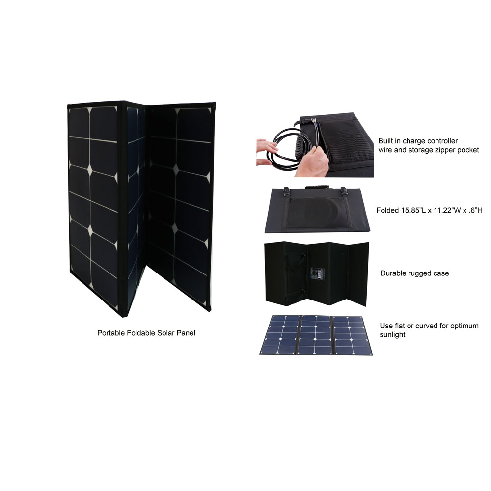 60 Watt Portable Foldable Solar Panel Pre-wired and Built-in Carrying ...